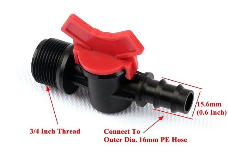 Mini Ball Valve, 16mm–3/4 inch Male Thread - IONEX AGRO TECHNOLOGY