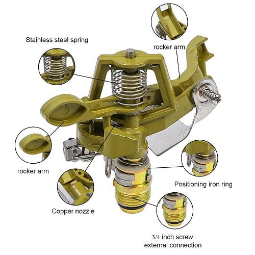 3/4-Inch Metal Impact Sprinkler, Angle Adjustable - IONEX AGRO TECHNOLOGY